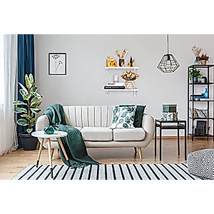 Forestgift Floating Shelves White with Bracket Wall-Mounted Floating Shelves, Display Plant, Book, Spices, Towels for Bathroom, Living Room, Bedroom, Kitchen, 16 Inch, Set of 2