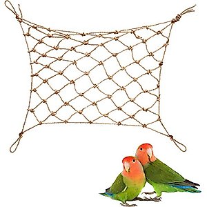 Besimple Parrot Bird Rope Hammock Swing Thick Chew Climbing Net Hemp Rope Ladder Toy Play Gym Hanging Swing Net(24''X20'')