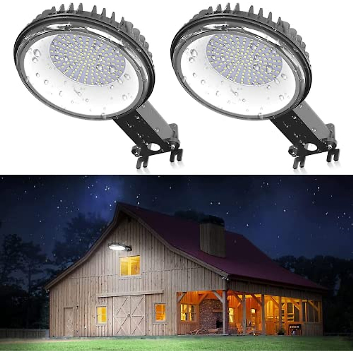 Ankishi LED Barn Light, Dusk to Dawn Outdoor Lighting with 150W 18000LM 5000K Daylight, IP65 Waterproof Area Street Light for Barns Street Yard Garage Warehouse Outdoor Security Flood Lights(2Pack)