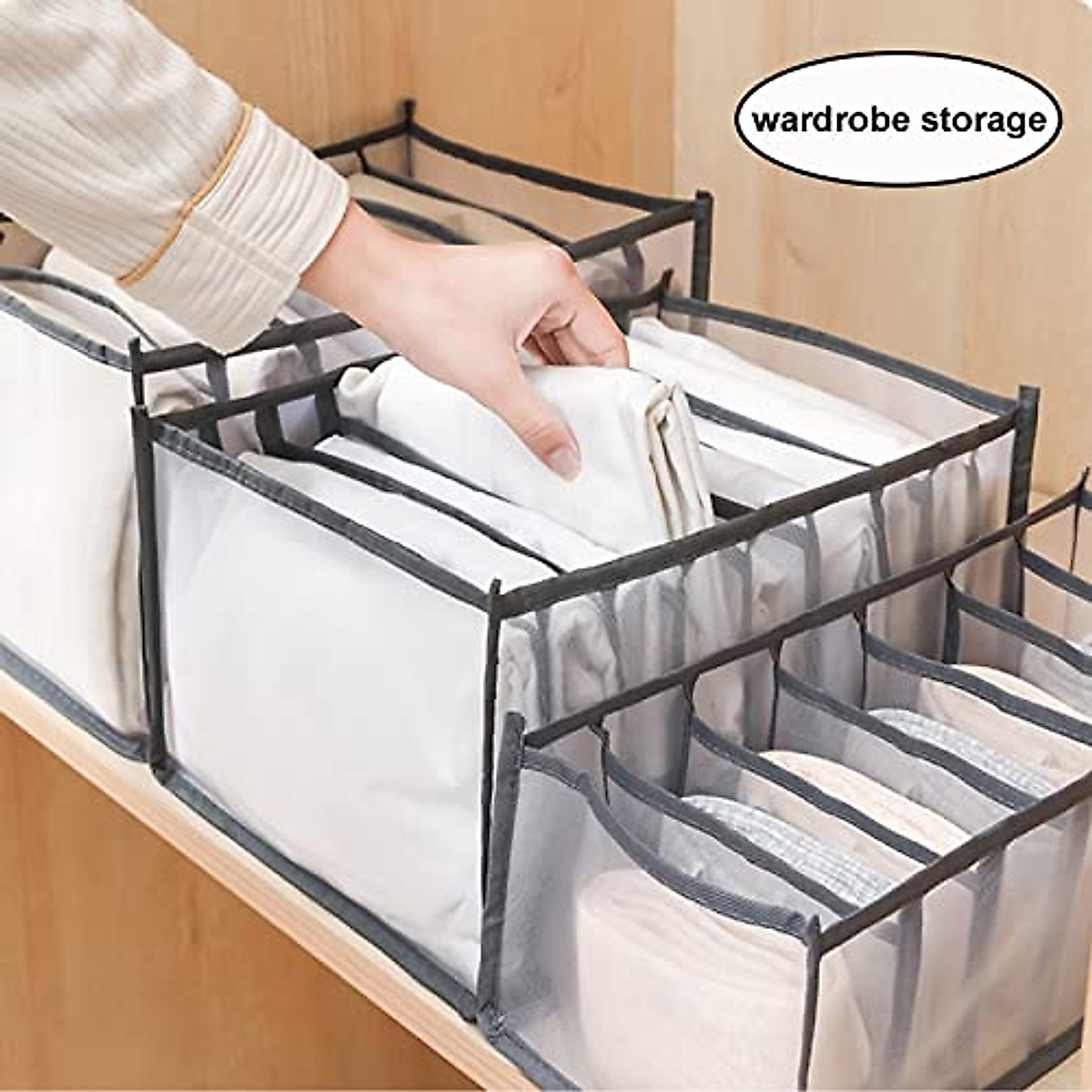 EZBOHO 7Pcs Underwear and Bra Organizer Mesh Drawer Organizers for Clothing Closet Pants Organizers Foldable Storage Box for Socks Jeans Underwear Cabinet Organization