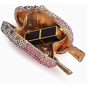 AYKDAS Purses & Totes, Evening Clutches & Crossbody Bags Clutch Cute Ice Cream Shape Evening Bag Rhinestone Wedding Holiday Party Wallet (Color : Pink White)