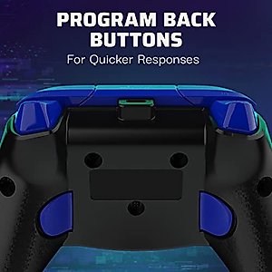PDP Gaming REMATCH Enhanced Wired Controller Licensed for Xbox Series X|S/Xbox One/PC/Windows, Mappable Back Buttons, Advanced Customizable App - Digital Glitch Blue