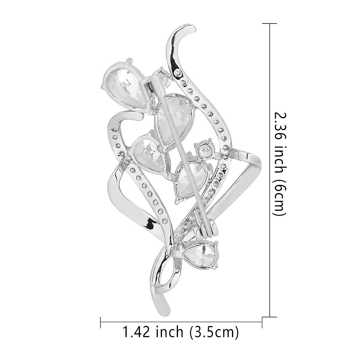 Zirconia Crystal Flower Brooches Pins for Women bouquets Costume Jewelry Gifts (silver)