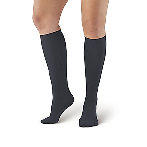 Ames Walker AW Style 167 Women's Travel 15-20 mmHg Moderate Compression Knee High Socks Black Medium