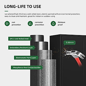 Greenvelly Metal Cabinet, 72” Black Tool Steel Locking Cabinet with Doors and 4 Shelves, Tall Cabinets for Garage Storage Systems Lockable File Cabinet for Home Office, Classroom/Pantry