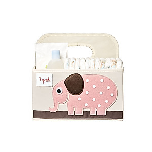 3 Sprouts Baby Diaper Caddy - Organizer Tote Bag for Baby Essentials Boy or Girl - Baby Shower Basket - Nursery Must Haves - Registry Favorites - Newborn Caddie Car Travel, Elephant