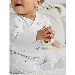 Simple Joys By Carter's Unisex Baby 4-pack Side Snap Bodysuit Bodystocking, Jade Green Stripe/Light Grey/Olive/White Clouds, 24 Months US