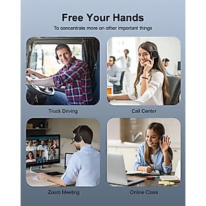 TZS Trucker Bluetooth Headset, Wireless Headset with ENC Noise Cancelling & Mute Button Microphone, V5.0 Handfree Bluetooth Headphone for Driving/Business/Office Compatible with iPhone and Android