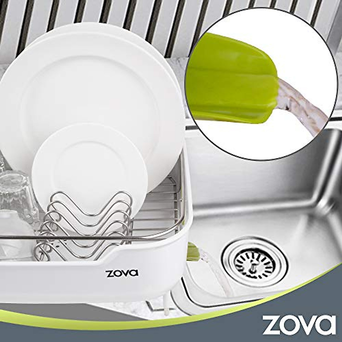 Premium Stainless Steel Dish Drying Rack with Swivel Spout