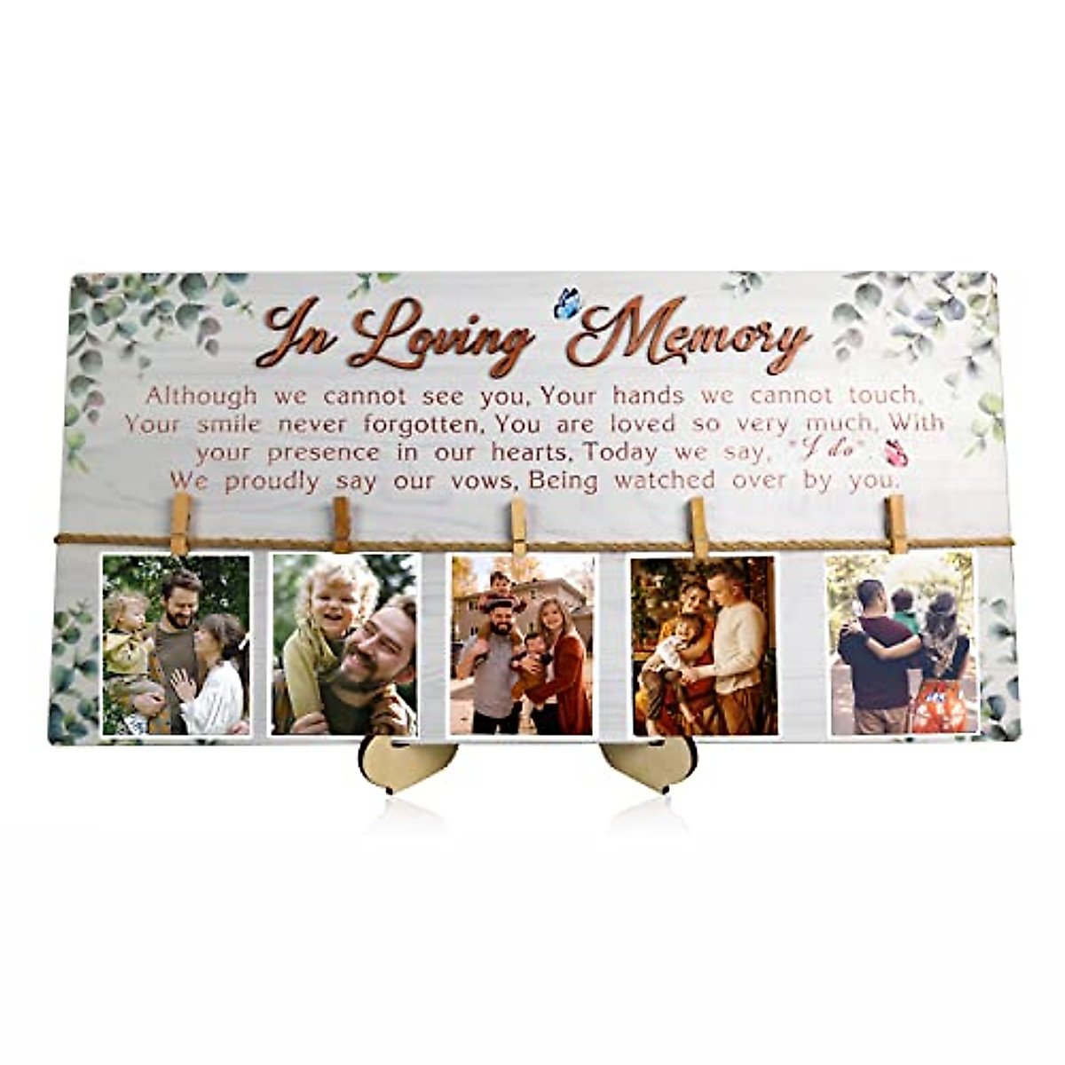 BINCUE 3D in Loving Memory Wedding Sign 20x10 Inch with 5 Clips, Wedding Decor to Honor Souls, Wedding Memory Table Sign, Wedding Remembrance Sign