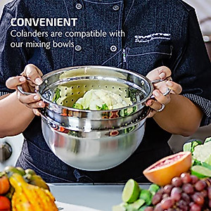 Ovente Premium Stainless Steel Colander Set of 3 Deep Kitchen Strainer, Dishwasher Safe 1.5, 3 & 5 Quarts Metal Bowl Drainer with Handle for Pasta, Fruit, Noodle, Meal Prep, Silver C46263S