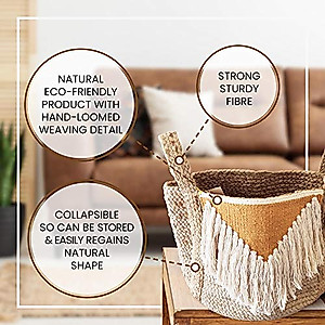 Gully And Vine Jute Basket Planter with Handles – Modern Natural Woven Boho Décor Used as Indoor Pot Plant Cover for 11 inch Pot, Storage Organizer, Toys, Laundry – 13 inch x 12 inch H x 14 inch