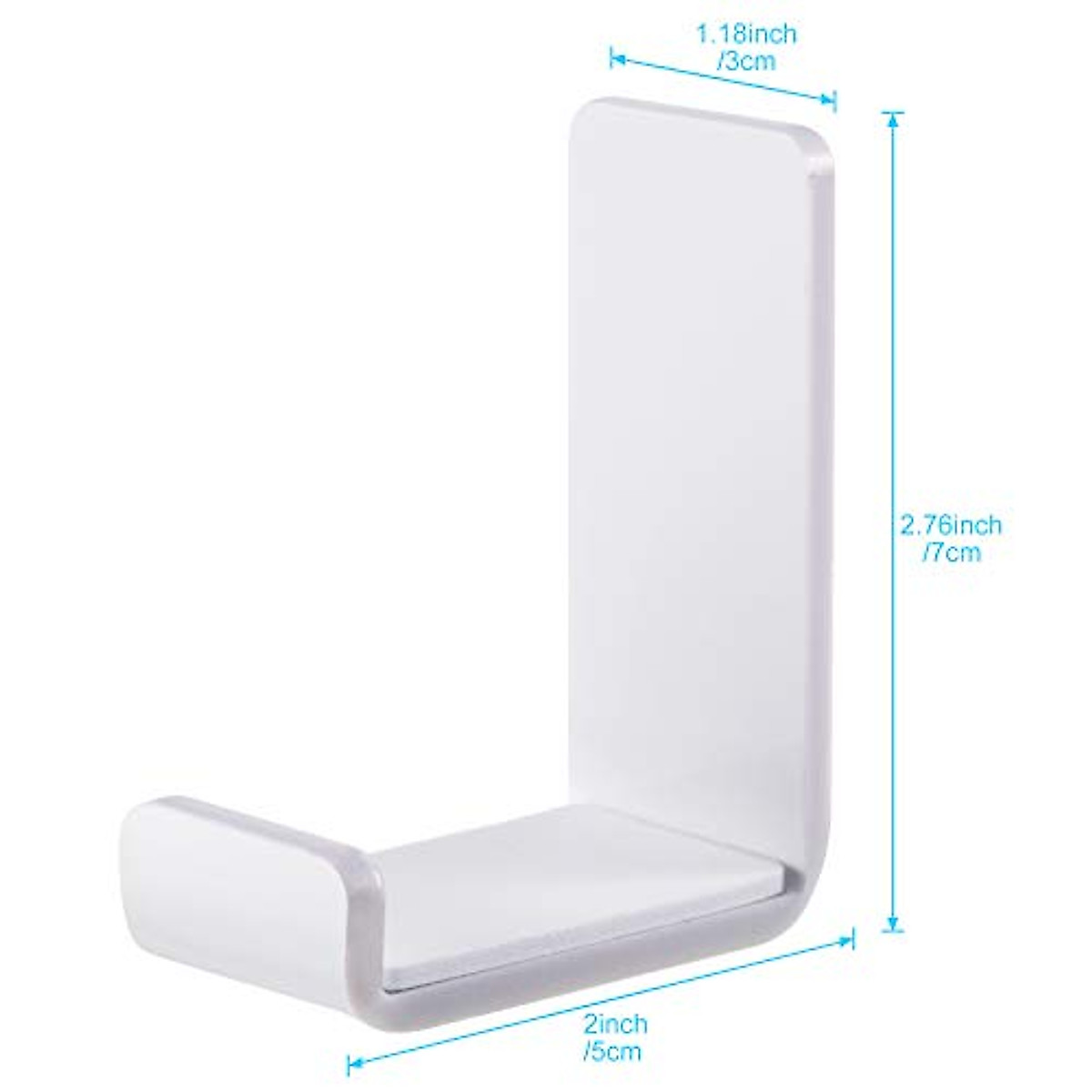 4 Pieces Headphone Hanger Headphone Hook Headset Holders Headphone Wall Mount with Adhesive Glues Headset Acrylic Holder Mount for General Purpose Game Headphones (White Pad Style)