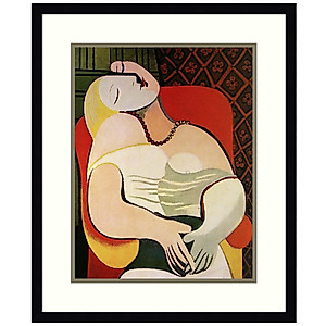 Amanti Art Framed Wall Art Print 24x20 The Dream 1932 by Pablo Picasso, People Wall Art, Museum Masters Classics Decor, Medium Poster Painting Artwork for Living Room, Bedroom, Bathroom, Kitchen