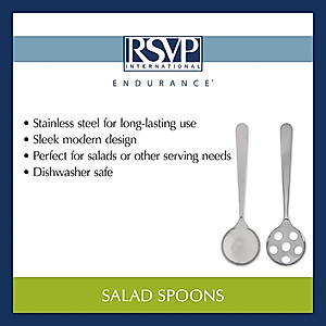 RSVP International Endurance Endurance Kitchen Collection Salad Serving Set, Dishwasher Safe, Set of 2, Stainless Steel