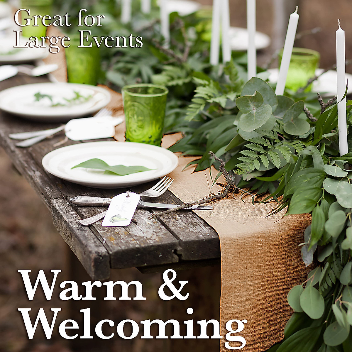 Burlap Table Runners, 12 x 108 Inch - 10 Pack Outdoor Table Runners, Rustic Burlap Table Runner, Thanksgiving Table Runners, Fall Table Runner, Jute Table Runner, Farmhouse Decor, Natural Color Edge