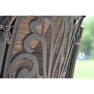 Elizabeth Outdoor Patio 3pc Chaise Lounges Set Dark Bronze Cast Aluminum (Walnut)