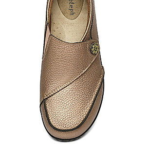 Geoeleph Women's Gold Loafers Casual Slip-Ons Comfort Walking Flats Leather Driving Moccasins 8 M US