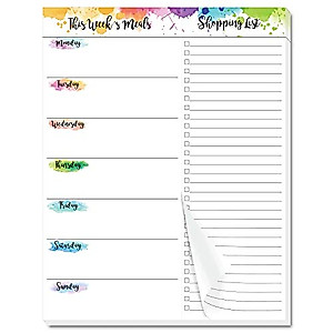 Weekly Meal Planner - Undated Magnetic Notepads with Grocery List, 7" x 9",52 Weeks, Meal Planning Pad for Refrigerator Door with Tear-Off Shopping List, Hanging Food/Menu Organizer Notepad