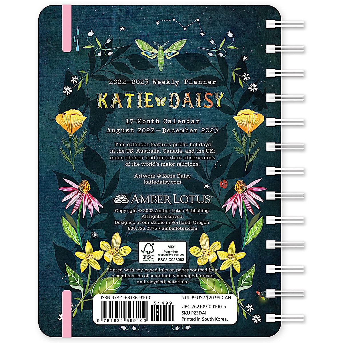 Katie Daisy 2023 Weekly Planner: On-the-Go 17-Month Calendar with Pocket (Aug 2022 - Dec 2023, 5" x 7" closed): Wild Flower Magic