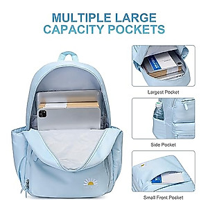 Caran·Y Kids' Backpacks Multipurpose, Waterproof,Spacious Lightweight School Bookbag for 15.6-inch Laptop,Bottle Side Pockets and Suitable for Ages 6 and Up Girl Boy Toddler Backpack（Aqua Blue）