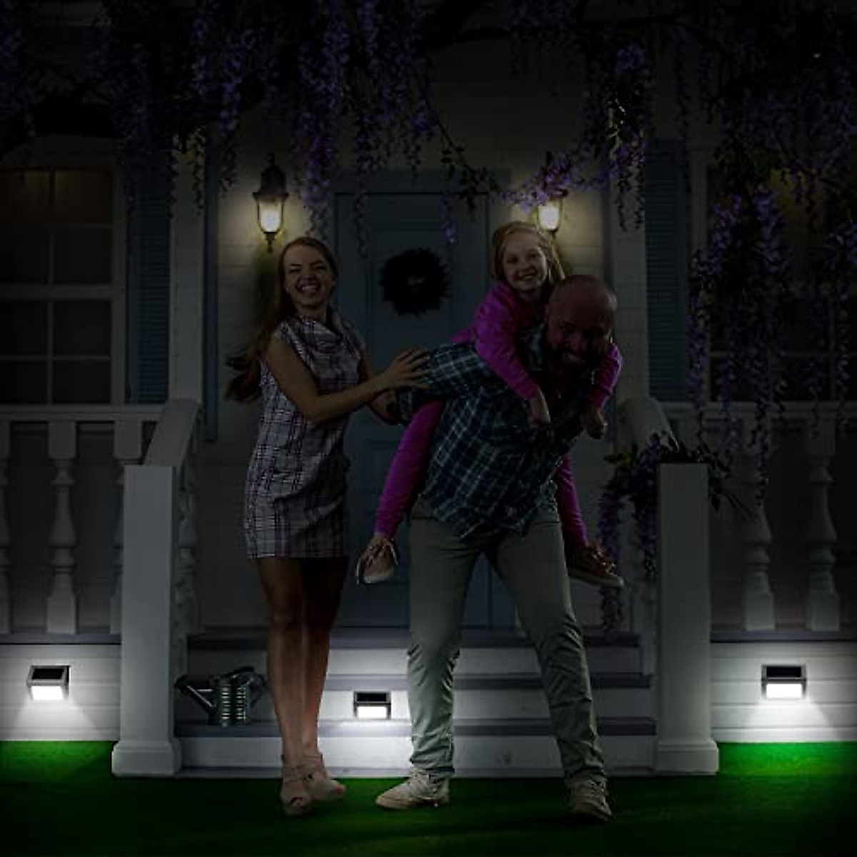 18 Pcs Solar Deck Lights Waterproof Outdoor Fence Lights 21 LED Solar Powered Step Lights Stainless Steel Stairs Lamps for Garden Pathway Backyard Patio Yard Stair Wall Railing Lighting (White)