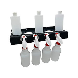 BEHR-ENGR | Spray Bottle Storage Rack | Wall Mountable | Heavy Duty Plastic | For 2.5'' Bottles, Black