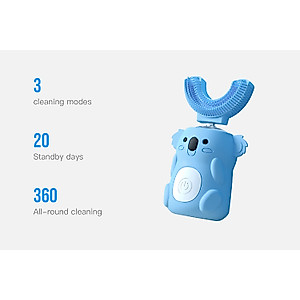 Kids Electric toothbrushe and Foam toothpaste, Children U Shaped Ultrasonic Automatic Toothbrush with 3 Brush Heads, 3 Cleaning Modes, Automatic Timer Tooth Brush for toddler, (Age 2-8,Bue) (Bue)