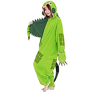 SAZAC Green Iguana Kigurumi - Onesie Jumpsuit Halloween Costume