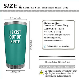 liabiliies Travel Coffee Tumbler 20 oz i exist out of spite Tumbler with Lid and Straw Insulated Tumblers Stainless Steel Tumbler Funny Gifts for Men