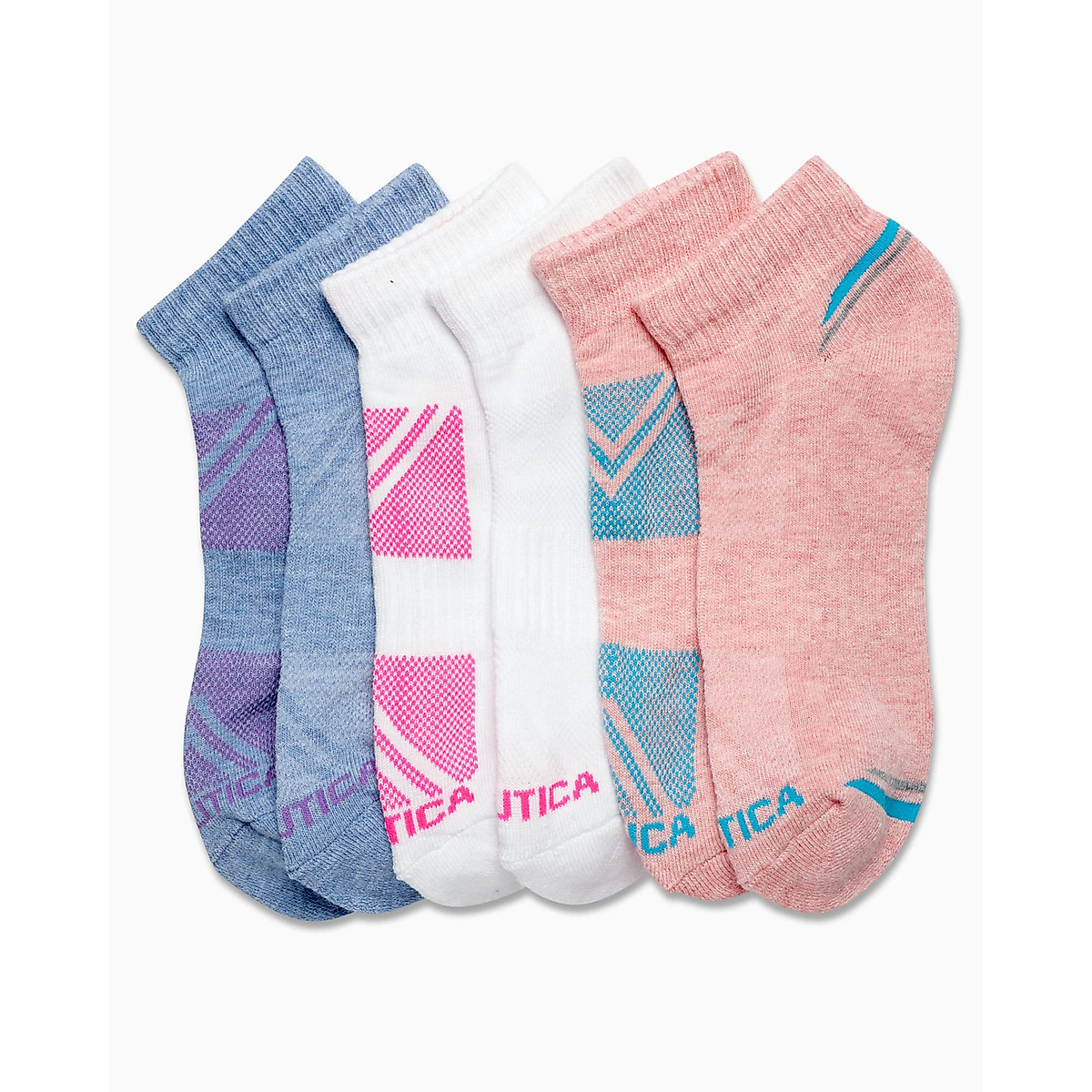 Nautica Women's Socks - Athletic Cushion Quarter Cut Socks (6 Pack), Size 4-10, Pink Heather Assorted