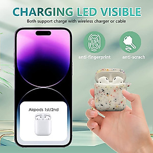 Luxury AirPod 2nd 1st Case Noctilucent Flowers Design Silicone Soft Protective Cover with Keychain Compatible with AirPods 2 & 1 Case for Women and Girls - Front LED Visible