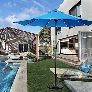 YUDIZWS Patio Umbrella for Outdoor Market Table-8 Ribs 9Ft Double-Sided Sun Umbrella Garden Parasol Patio Sun Shade Outdoor with LED Solar Light, Red, size:a