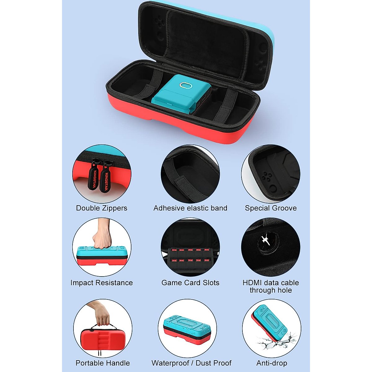 Kingstar Switch Dock for Nintendo Switch - Portable Switch Docking Station with Carrying Case, PD Fast Charging, RJ45 Gigabit Ethernet, HD Projection HDMI Port for Switch OLED Console and Accessories