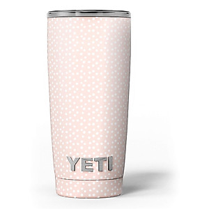 Design Skinz The Coral and White Micro Polka Dots - Skin Decal Vinyl Wrap Kit Compatible with The Yeti Rambler Cooler Tumbler Cups