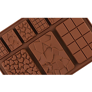 C-CO Food Grade Break-Apart Chocolate Molds, Set of 4 Packs Non-Stick Silicone Protein and Energy Bar Molds