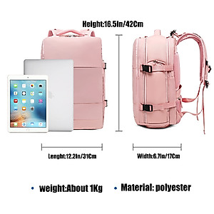 Large Travel Backpack for Women,Carry On Laptop Backpack for Hiking,College Bookbag,Outdoor Sports Bag,Casual Daypack with USB Port & Shoe Compartment,Fits 17 Inch,Men & Lady,Pink1