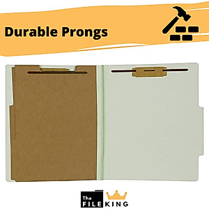 The File King Classification Folders 2 Dividers Letter Size - Light Green, 10 Pack | Pressboard Classification Folder | 2-Inch Expansion | Made in USA | Medical File Folders with Dividers and Prongs