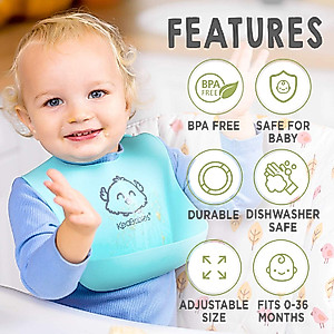 Silicone Baby Food Freezer Tray with Clip-on Lid and Baby Silicone Bibs Bundle - Breast Milk Trays for Freezer (Alpine Green) - Waterproof, Easy Wipe Silicone Bib for Babies, Toddlers (Cloud Nine)
