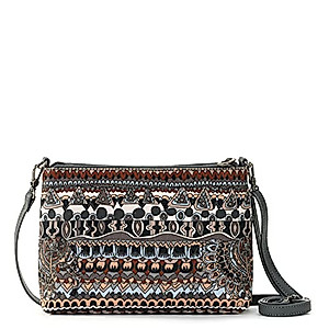 Sakroots Womens Sakroots Campus Mini Crossbody in Canvas, Grey One World, One Size US