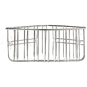 Spectrum Diversified Contempo Corner Bathroom Caddy, Rust-Resistant Bath Organizer for Soap & Shampoo Storage, Stainless Steel Shower Basket with Suction Cups