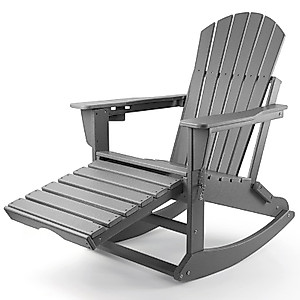 4-in-1 Adirondack Chair with Ottoman,350 LBS Folding Adirondack Chairs,Rocking Adirondack Chair with Cup Holder,Adirondack Chairs Weather Resistant,Plastic Adirondack Chairs for Adults,Fire Pit Chairs