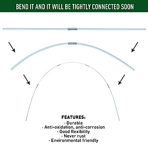 MAXPACE Garden Greenhouse Hoops Grow Tunnel up to 10 Sets of 7ft Long Rust-Free Fiberglass Support Hoops Frame for Garden Fabric, DIY Plant Support Garden Stakes, Gardening Supplies, 50pcs