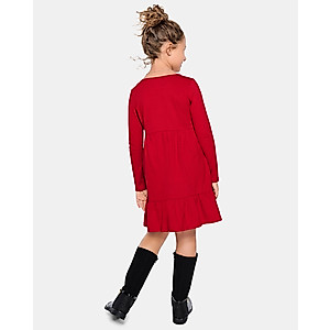 The Children's Place,Long Sleeve Knit Casual Skater Dress,XLarge (14) Solid Red