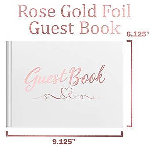 Wedding Guestbook and Wedding Pen Set - Rose Gold 100 Page Guest Book Set
