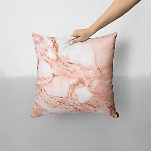 iiRov Rose Pink Marble & Digital Gold Frosted Foil V8 - Custom Decorative Home Decor Indoor or Outdoor Throw Pillow Cover Plus Cushion Set for Sofa, Bed or Couch (Pillow CASE Cover Plus Cushion)