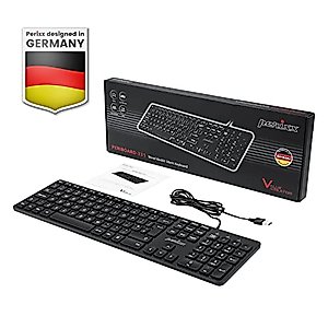 Perixx PERIBOARD-331 Wired Backlit USB Keyboard, Slim Design with Big Font Keys, White Illuminated LED, US English Layout