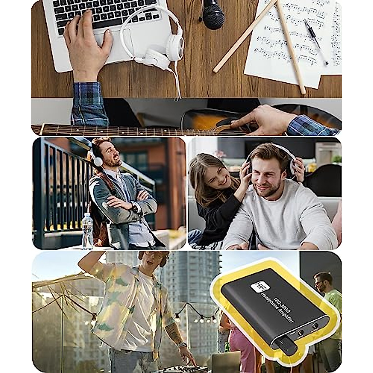 BEBSR Portable Headphone Amplifier - HiFi Earphone Amp with Two-Stage Gain Switch, Aluminum Matte Surface, 16-150 Ohm Compatibility