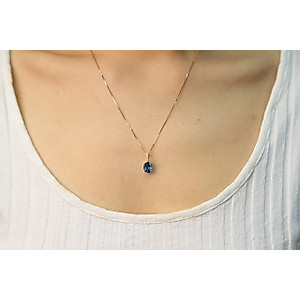 Gin & Grace women's 14K Yellow Gold Genuine Topaz Pendant With Diamonds | Ethically, Authentically & Organically Sourced (Oval) Shaped Hand-Crafted Jewelry GJ15854P-LBT White Gold