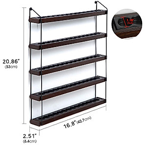 J JACKCUBE DESIGN Essential Oils Display Shelves Wall Mount Black Metal and Wood, Nail Polish Paint Holder Rack Organizer Holds 70 Bottles (5 Tier) : MK482A